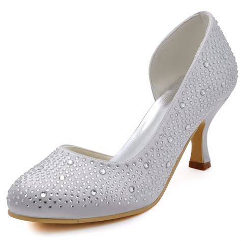 Ep2129 Shoes Woman Ivory White Evening Party Prom Closed Toe High Heels