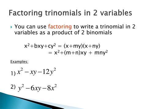 Ppt 5 7 5 9 Factoring Trinomials Powerpoint Presentation Free