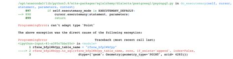 postgis having can t adapt type point error when try to load data