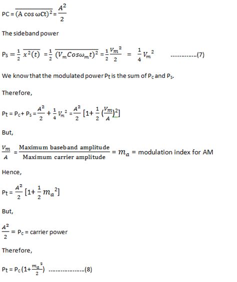 Derive The Power Relation For Single Tone Am Wave And Multiple Tone Am