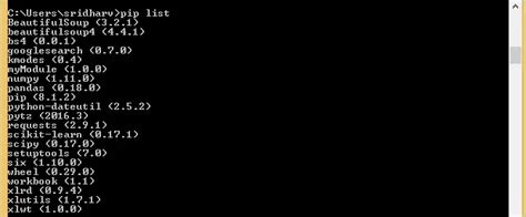 list all packages modules installed in python pip list datascience