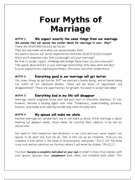 Four Myths Of Marriage Pdf Marriage Psychology