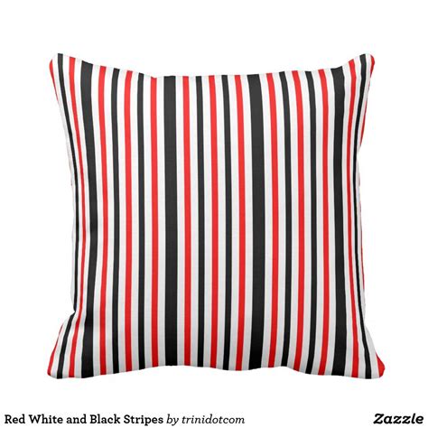 Red White And Black Stripes Throw Pillow Zazzle Striped Cushions