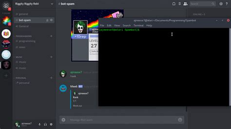 github ajmeese7 spambot discord spambot to level up