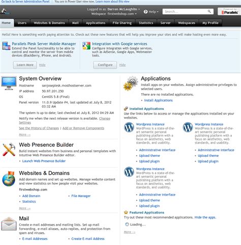 plesk is a great linux web hosting control panel