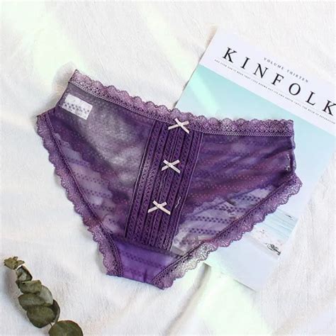 Pholeey Breathable Solid Lace Edged Sexy Sweet Triangle Women Panties