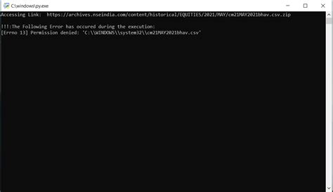 zip permission denied to access files using python exe program
