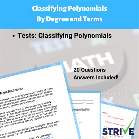Classifying Polynomials By Degree And Number Of Terms Algebra 1 And 2