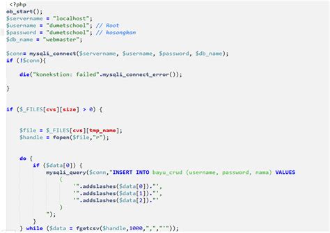 cara import file cvs ke my sql menggunakan php kursus