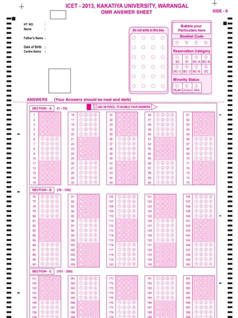 Omr Sheet Sample Sample Omr Answer Sheet Sample Omr Sheets Porn Sex