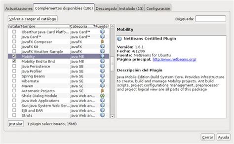 instalación del módulo de java me en netbeans sitio web de javier
