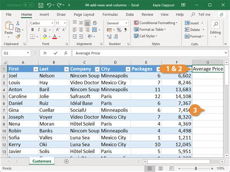 how to add a row or column to a table in excel customguide