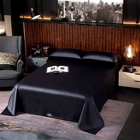 Classic Black Silky Bedding Set Egyptian Cotton Cleopatras Secret