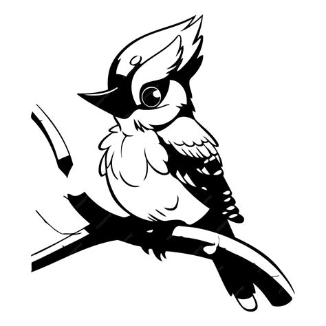 Premium Vector Cute Cartoon Blue Tit Bird Sitting On A Branch Vector