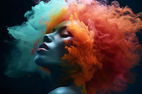 Premium Photo Powder Color Splash Women Face