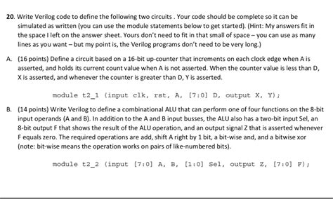 solved write verilog code to define the following two