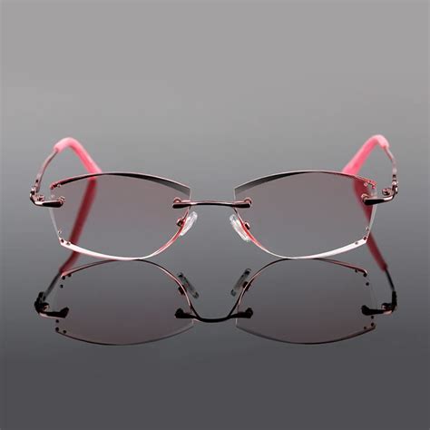 Luxury Rhinestone Reading Glasses Women Diamond Cutting Rimless Glasses