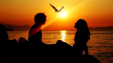Coucher De Soleil Romantique Amour Couples Hd Papier Peint De Bureau
