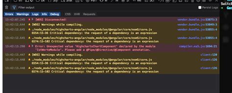 error unexpected value highchartschartcomponent declared by the