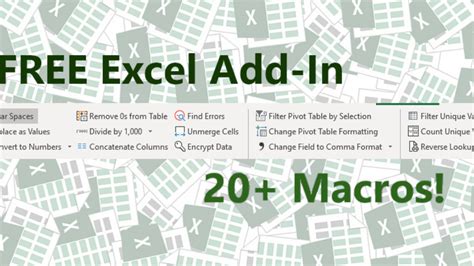 free excel add in 20 macros to automate tasks and make you more