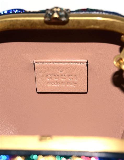 Gucci Brocade Broadway Faux Pearl Embellished Bow Minaudiere Clutch Bag