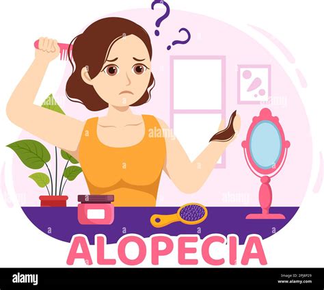 Alopecia Illustration With Hair Loss Autoimmune Medical Disease And