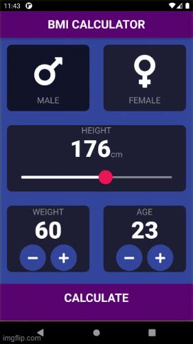 a beautiful bmi calculator app using flutter best flutter apps