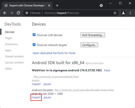 android native device debug signageos