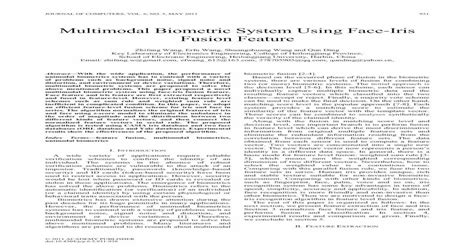 Multimodal Biometric System Using Face Iris Fusion … · Multimodal