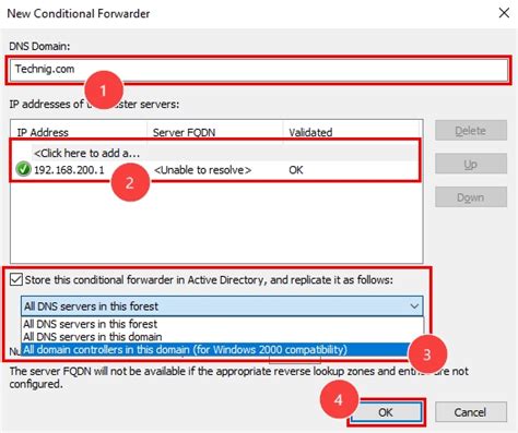 how to configure dns forwarder and conditional forwarder windows 2022