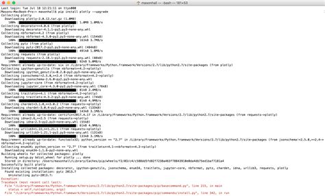 python error when using pip to install plotly package on