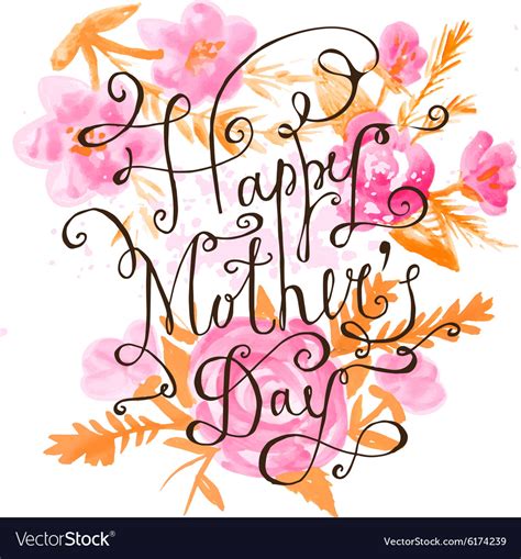 Vintage Happy Mothers Day Lettering Card Vector Image