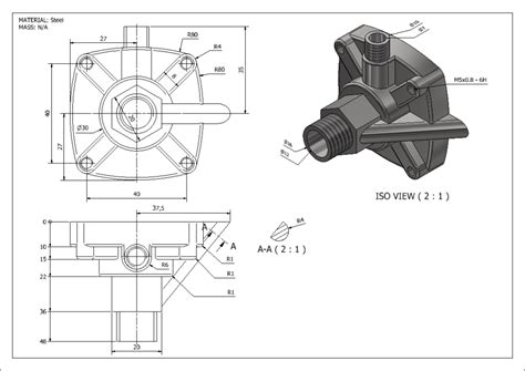 an autodesk inventor drawing of a complex part model inventor