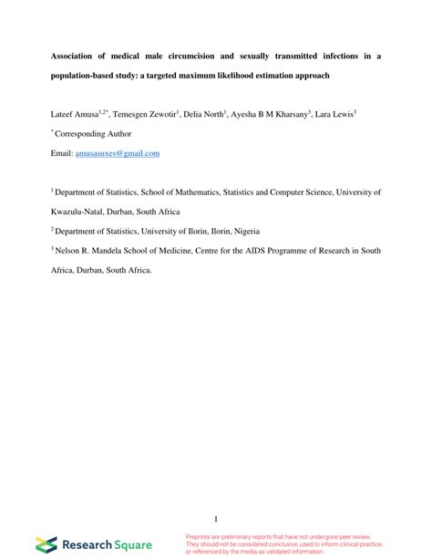 Pdf Association Of Medical Male Circumcision And Sexually Transmitted