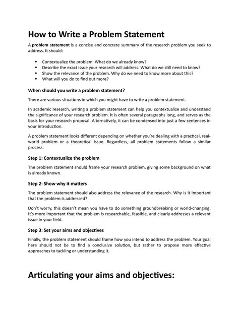 How To Write A Problem Statement Aims And Objective How To Write A