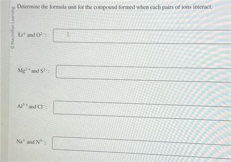 Solved Determine The Formula Unit For The Compound Formed