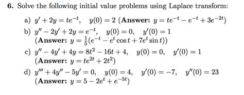 solved solve the following initial value problems using