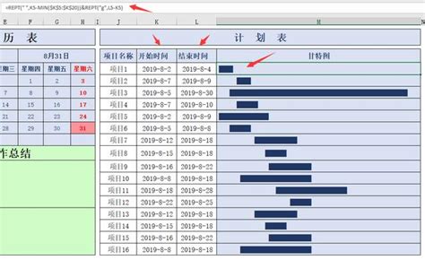 Excel工作计划表，自带甘特图进度显示，自动更新日历超好用 模板终结者