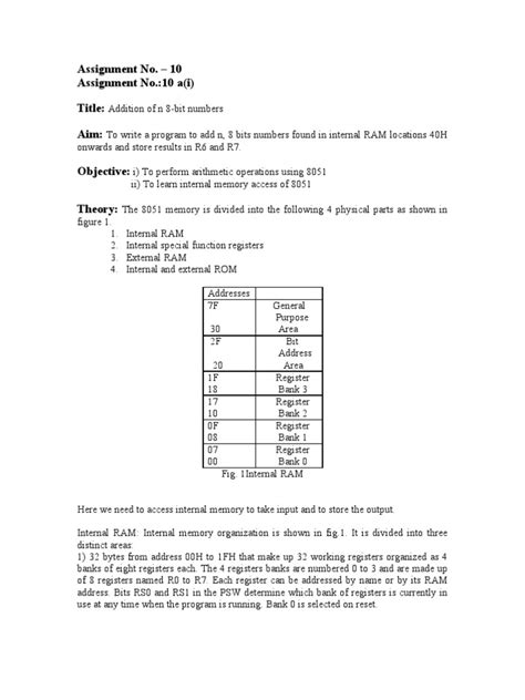 8051 assignments array addition multiplication block transfer random