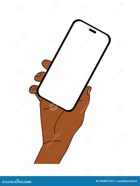 Black Hand Holding Mobile Phone Vector Isolated Stock Illustration