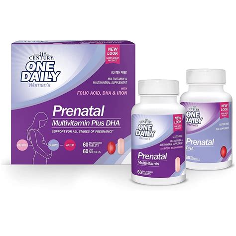 21st Century Prenatal Multivitamin Mineral Dha 2 Bottles 60 Tabs Each