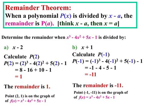 The Remainder Theorem Worksheet Answers
