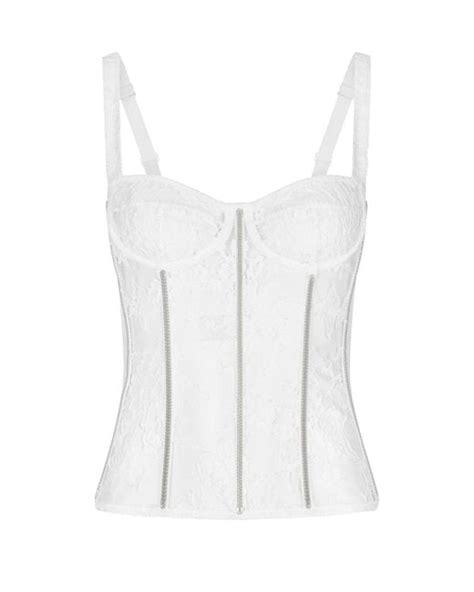 Dolce And Gabbana Lace Lingerie Bustier With Straps In White Lyst
