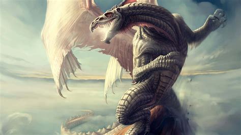 Download A Fantasy Dragon Spreading Its Wings In Glorious High