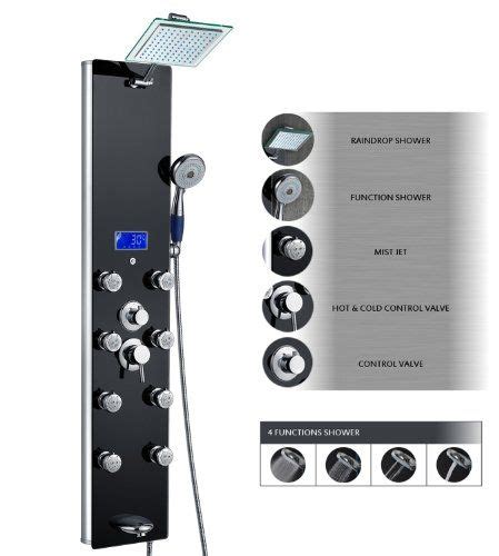 Akdy 52 In 8 Jet Multi Function Tempered Glass Shower Panel System
