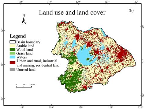 A Elevation And B Land Use And Land Cover For The Taihu Lake Basin