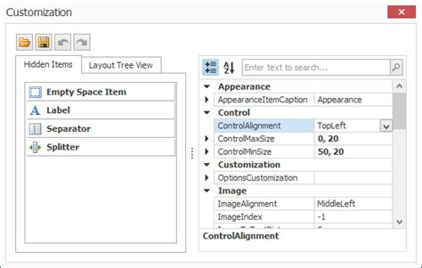 layoutcontrol customizationmode property winforms controls