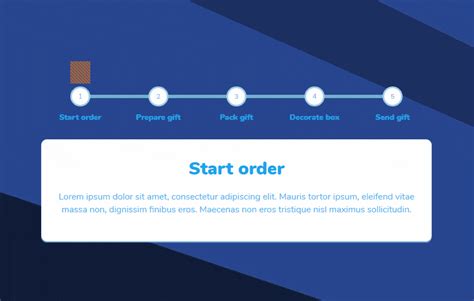 order progress bar with animated steps using css only