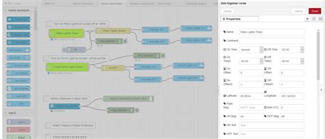 node red big timer to control the lights configuration home