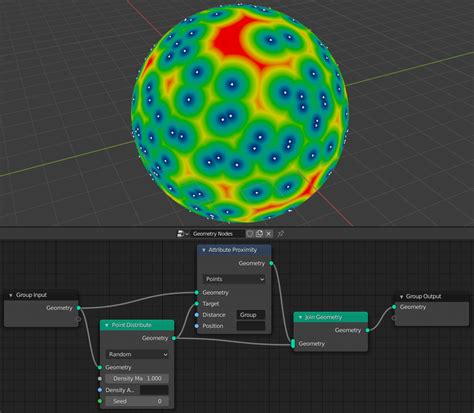 node editor distribute points on faces and geometry proximity